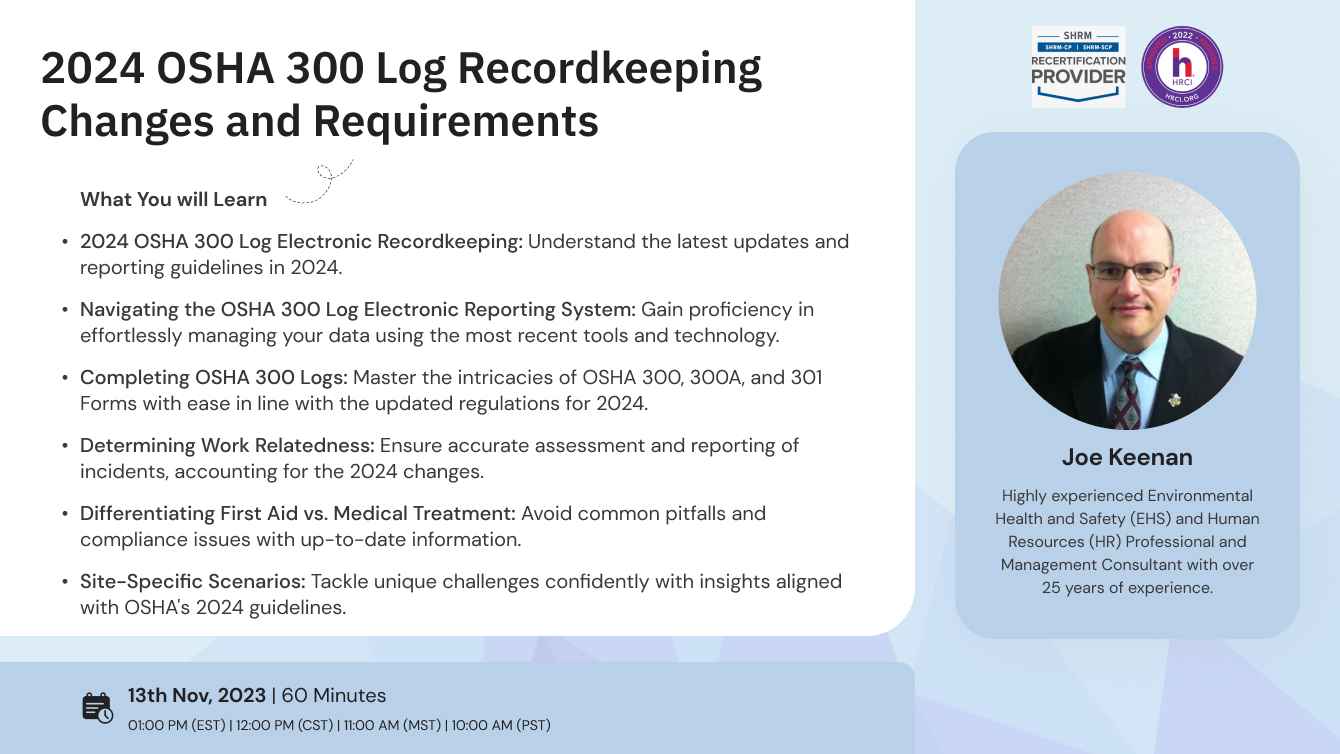 2024 OSHA 300 Log Recordkeeping Changes And Requirements